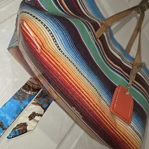 Consuela | Bags | Consuela Multicolor Striped Tote With Tan Handles ...